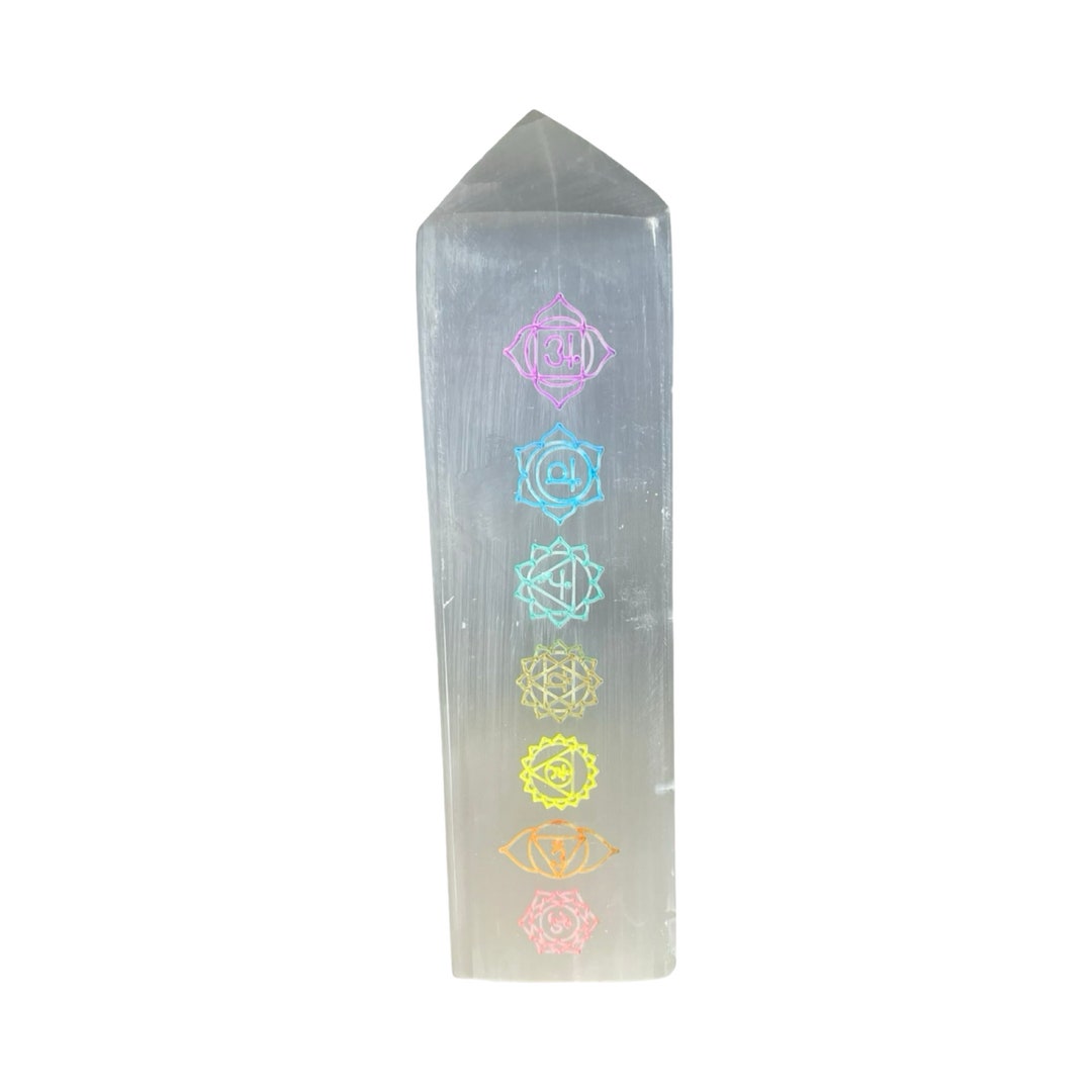 Selenite Chakra Tower - A - Etsy