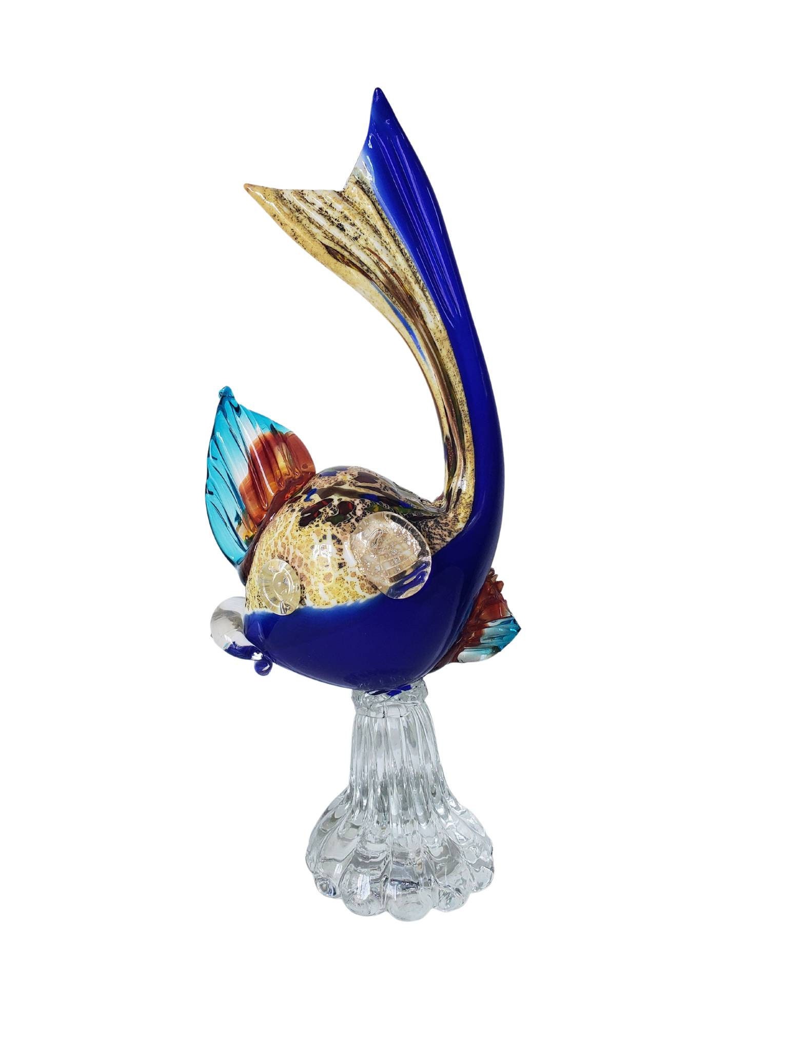 Rare Murano Avem Art Glass Fish Statue Figurine Fused Glass Hand Blown ...