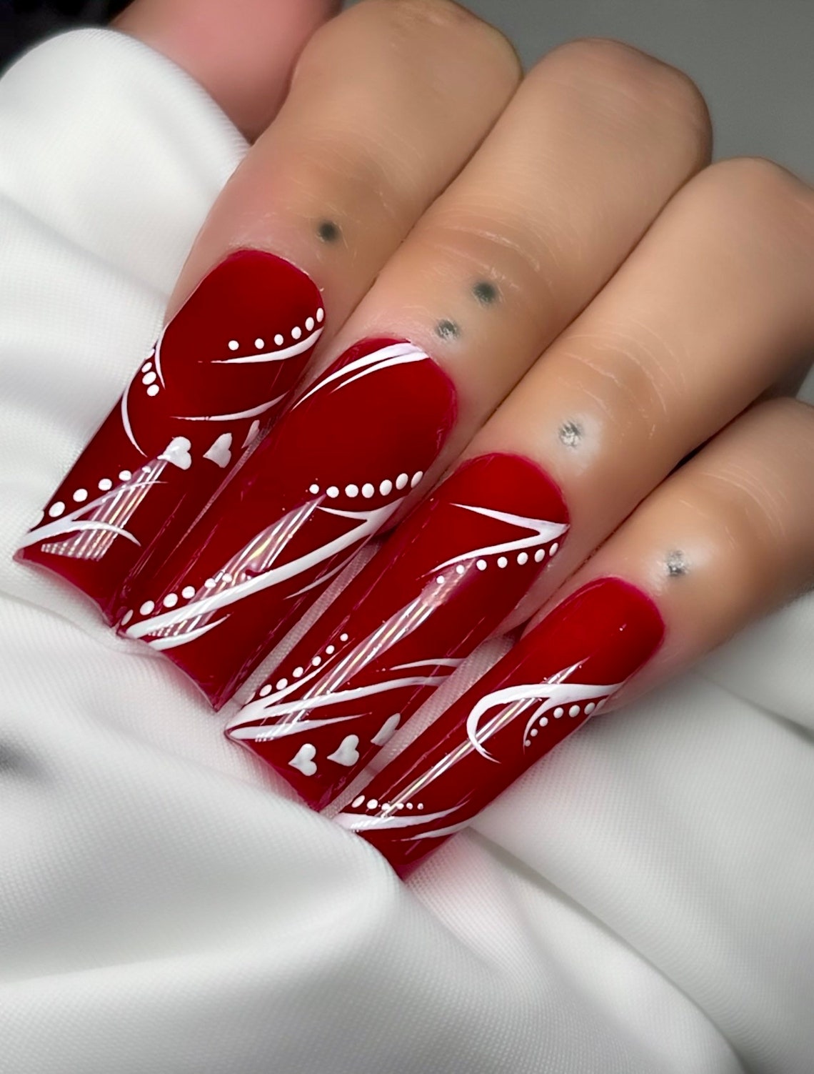 Press On Nails Y2k Nails 90s Nail Art Red Press On Nails Etsy