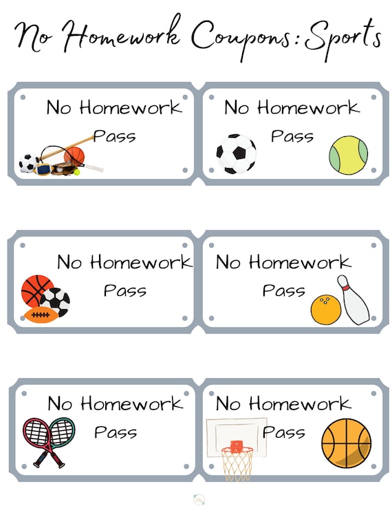 Printable Homework Pass No Homework Coupons For The Classroom