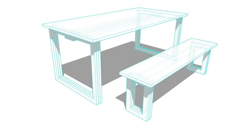 Minimalist Dining Table & Bench - CNC Files for Plywood Furniture - Etsy