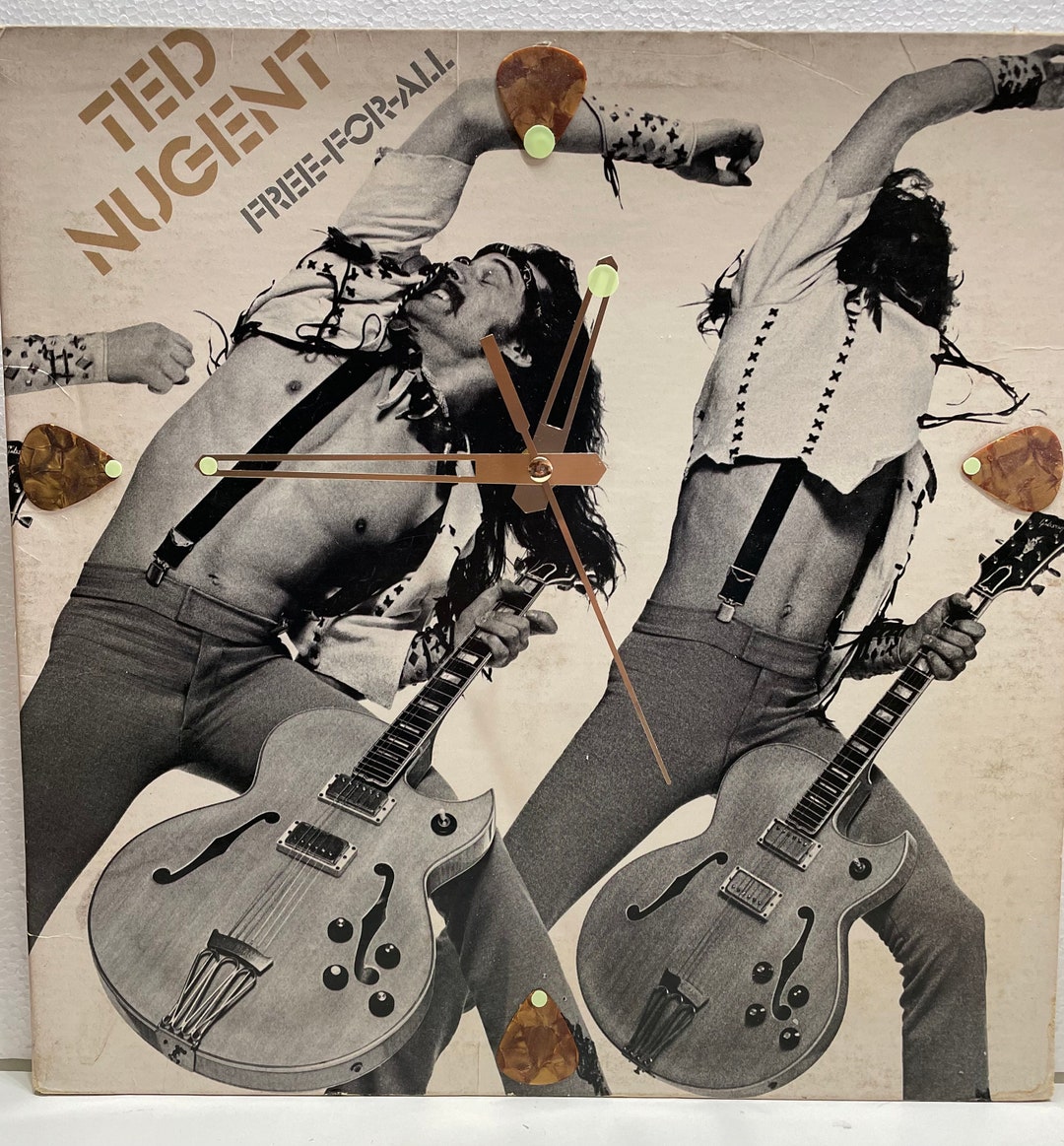 Ted Nugent Free-for-all Original Album Jacket Up-cycled Wall Clock Ca ...