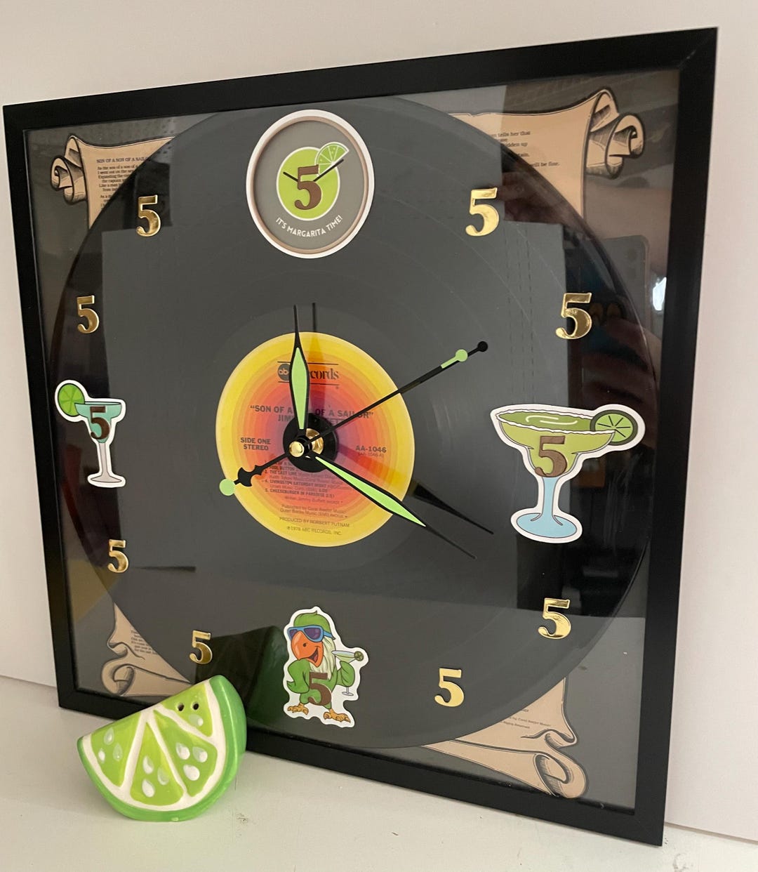 Upcycled Jimmy Buffett Vinyl Record Clock: Parrothead Decor With Salt ...