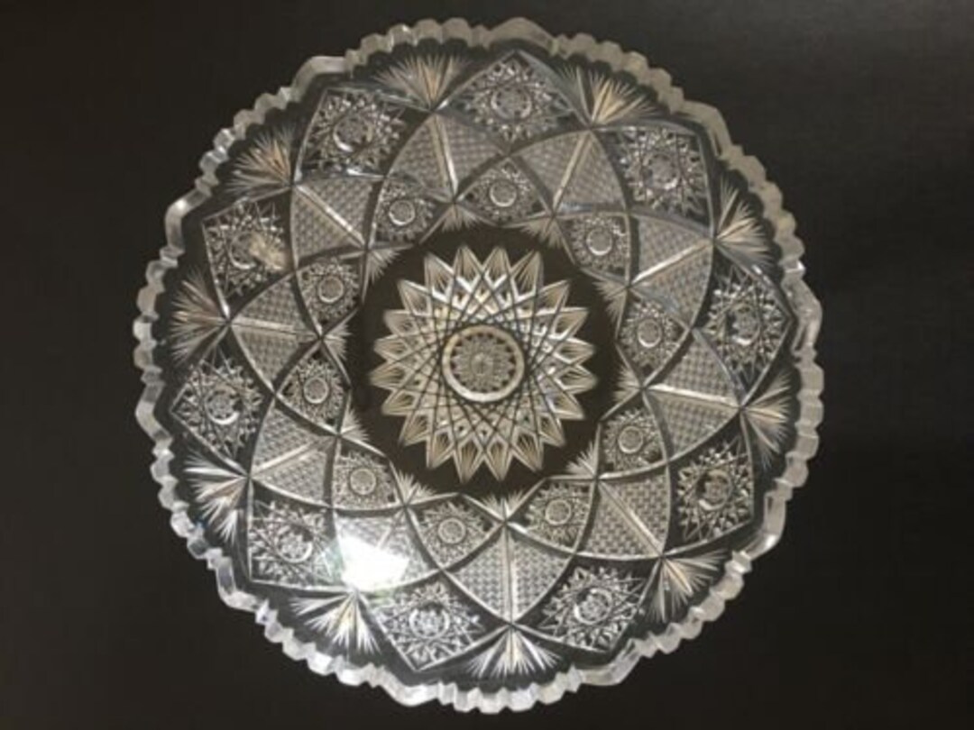 Vintage American Brilliant Deep Cut Crystal Glass 9 Bowl Scalloped ...