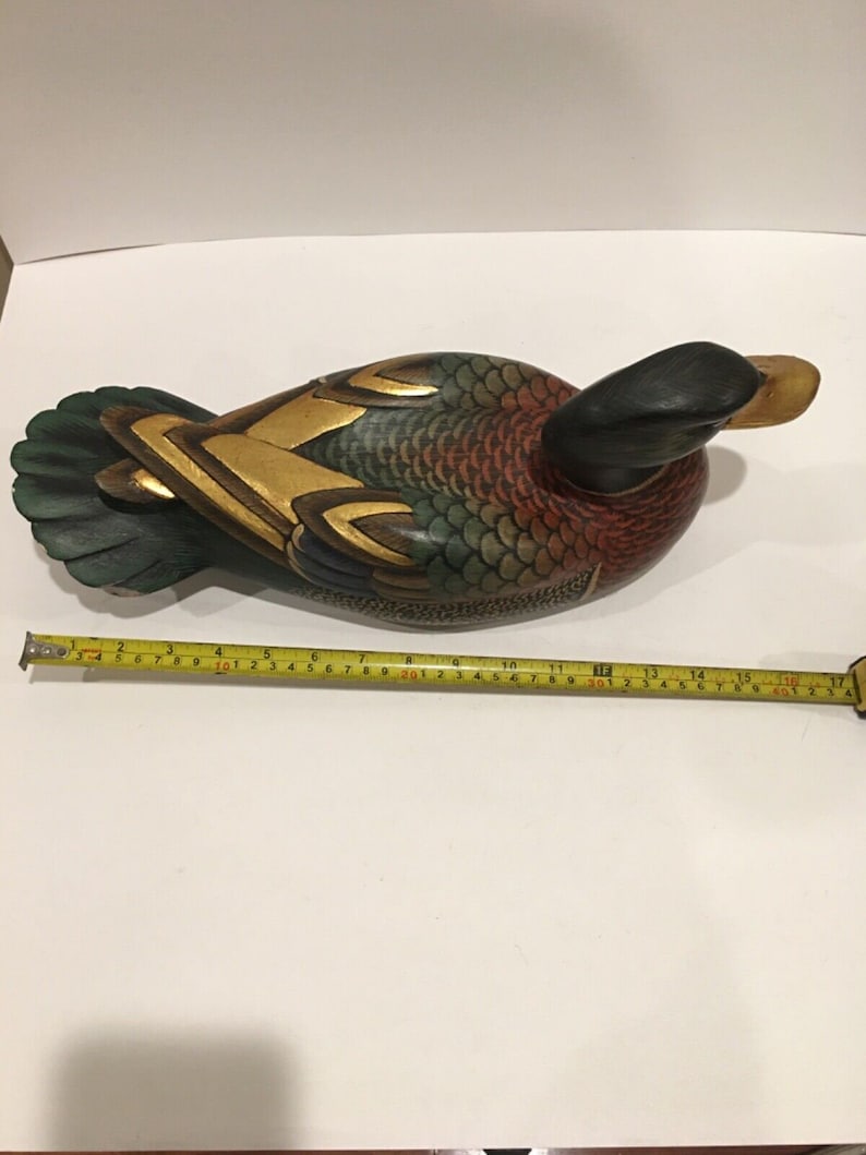 Vintage Large Real Life Size Sculpture Wooden Mallard Duck - Etsy