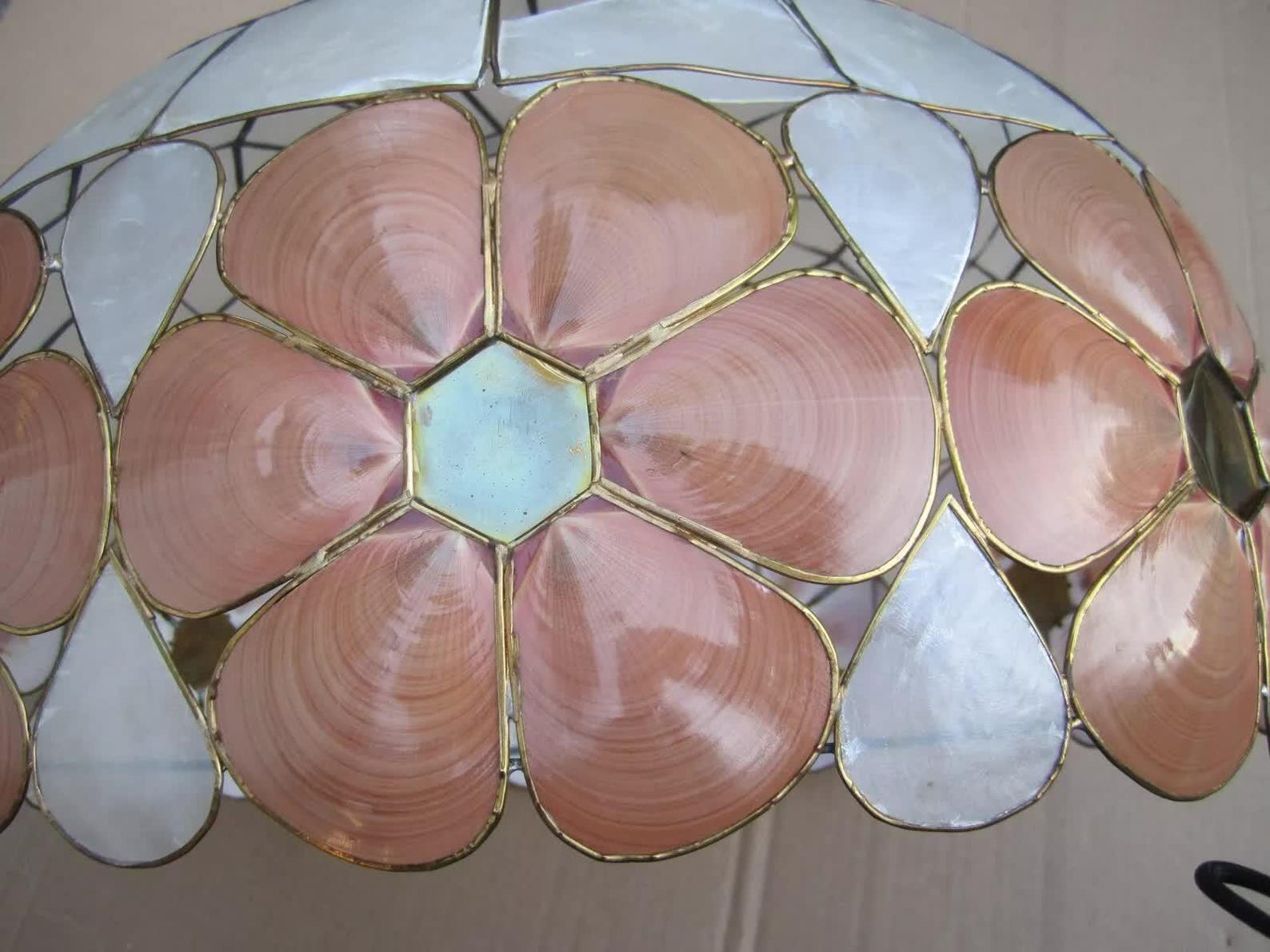 Vintage Mid Century Capiz Shell Lamp Shade Pendant Lampshade Boho ...