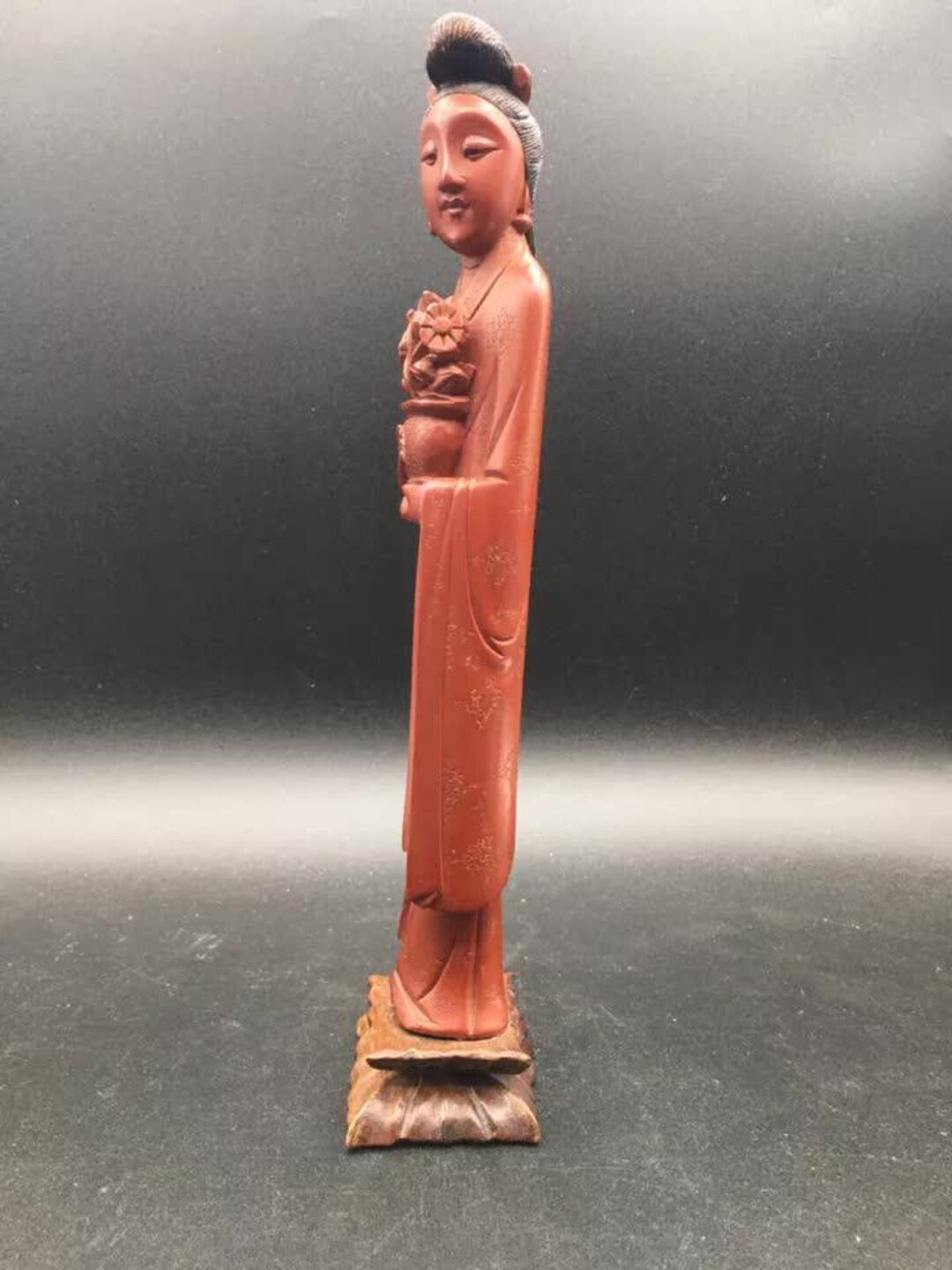 Antique Chinese Carved Amber Bakelite Guanyin Gwanyin Kwanyin Statue ...
