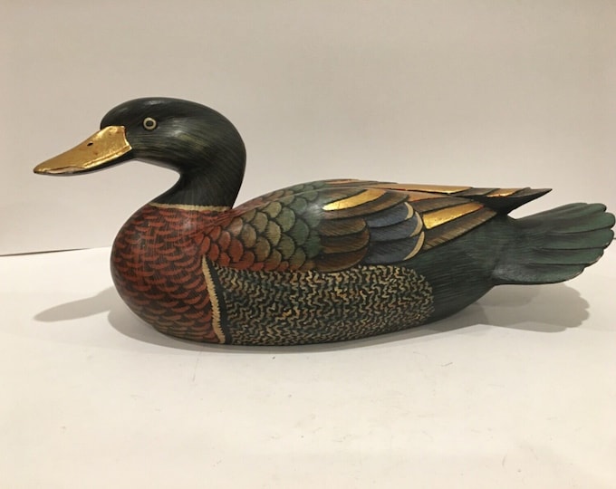 Vintage Large Real Life Size Sculpture Wooden Mallard Duck - Etsy