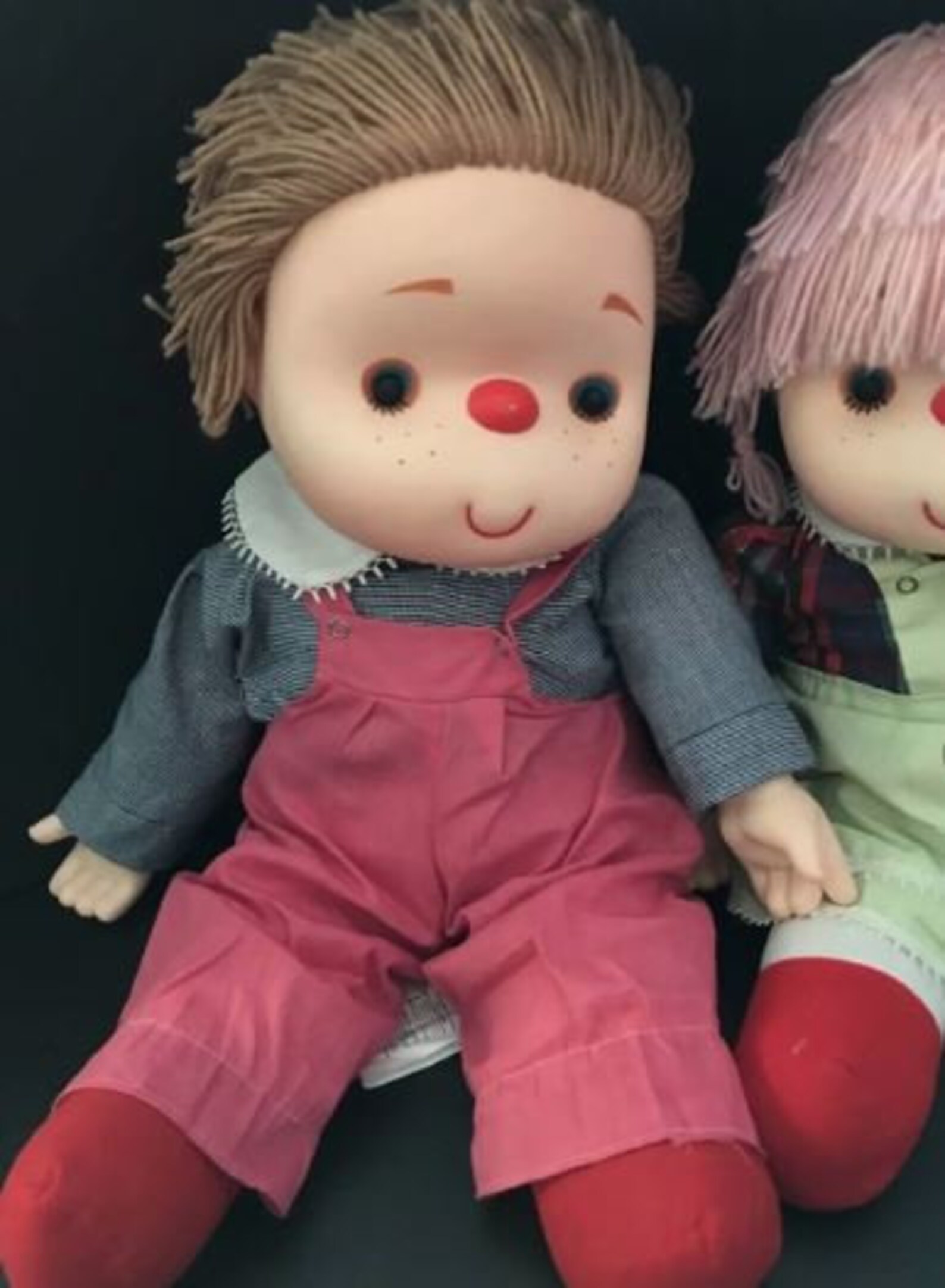 Vintage 1980 Ice Cream Doll Girl Green Dress and Boy Red Overall Pans ...