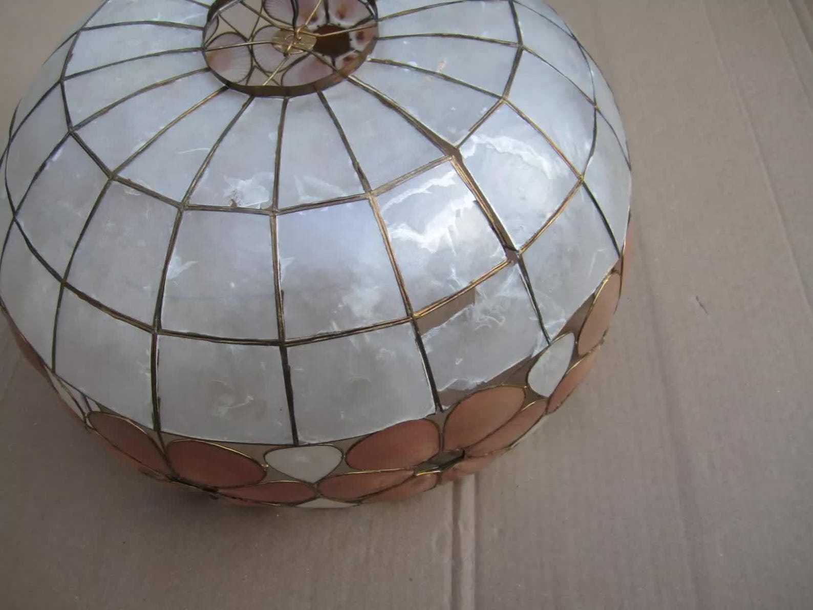 Vintage Mid Century Capiz Shell Lamp Shade Pendant Lampshade Boho ...