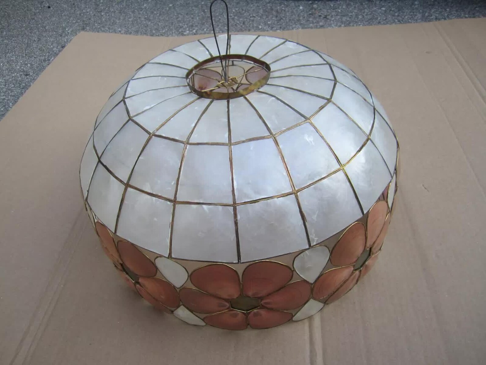 Vintage Mid Century Capiz Shell Lamp Shade Pendant Lampshade Boho ...