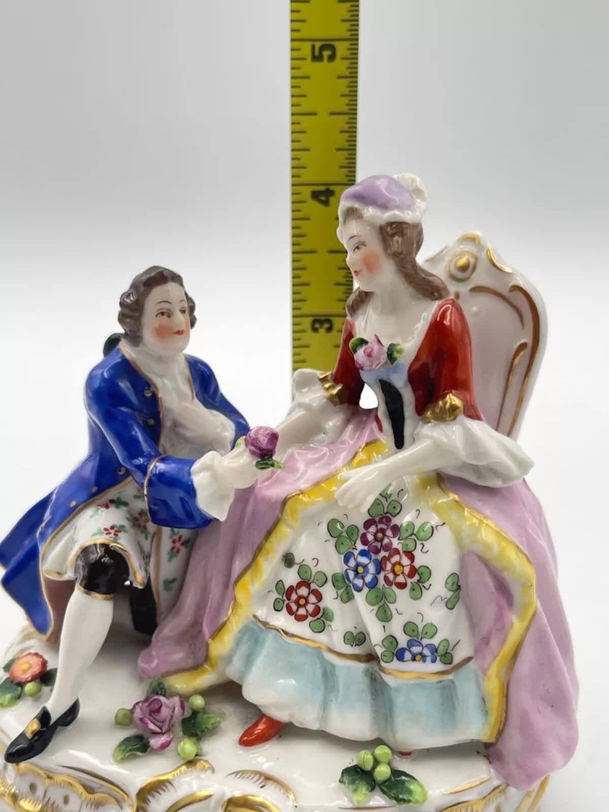 Antique Chelsea Porcelain Figurine Couple Romance Rose Hand Painted ...
