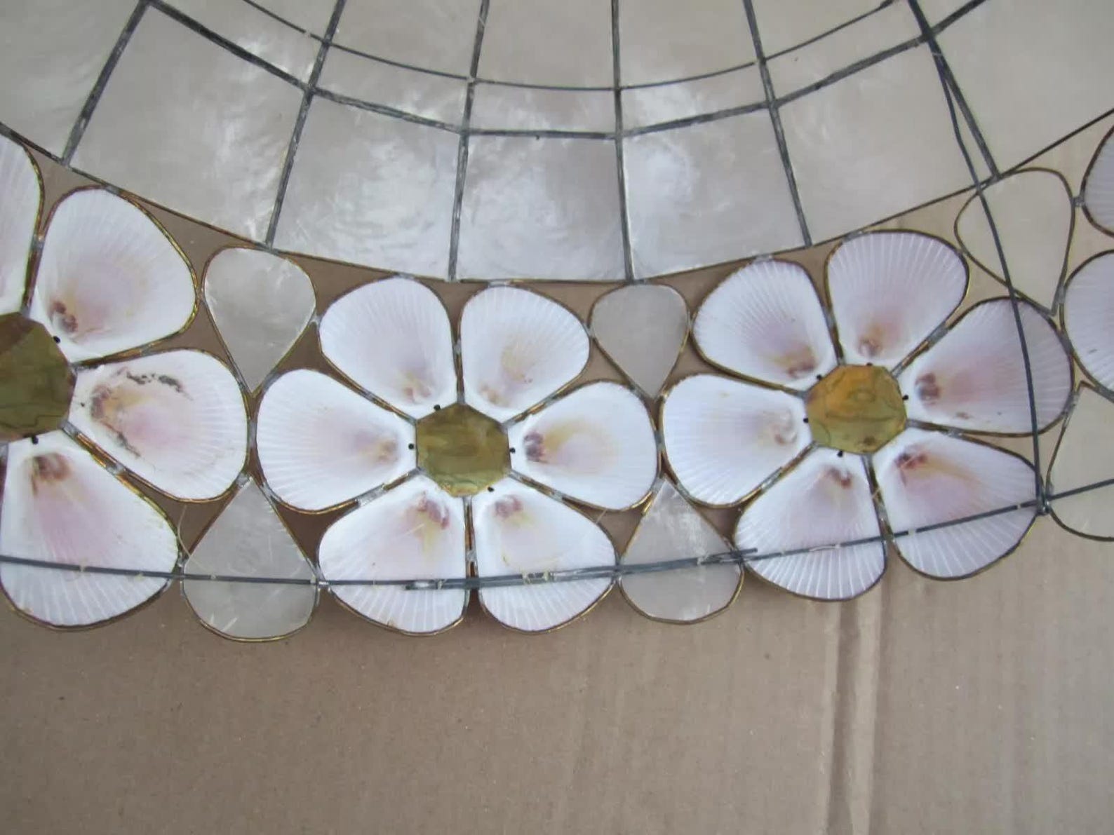 Vintage Mid Century Capiz Shell Lamp Shade Pendant Lampshade Boho ...