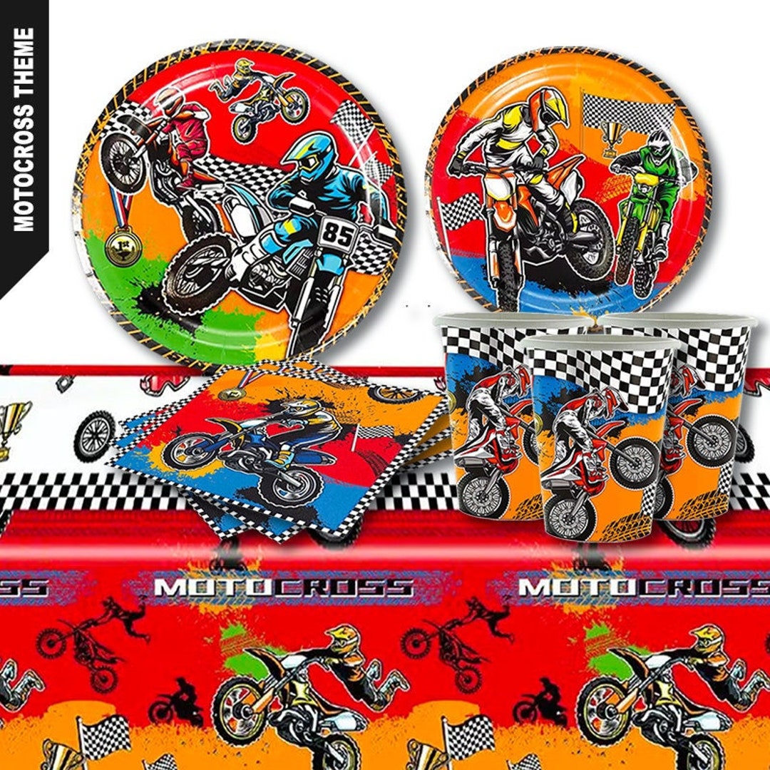 Motorcycle Theme Birthday Party Tableware Paper Plates Cups Napkins ...