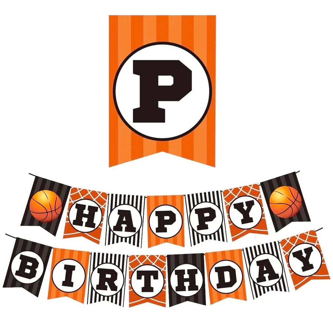 Basketball Happy Birthday Party Banner Slum Dunk Theme Pennant Party ...