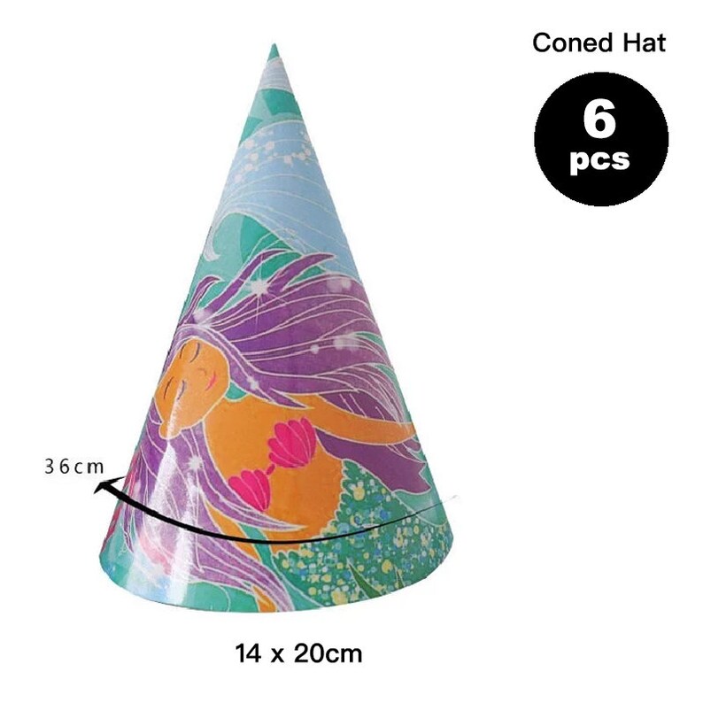 Mermaid Tableware Party Supplies | Coned Hats | Paper Plates | Cups ...