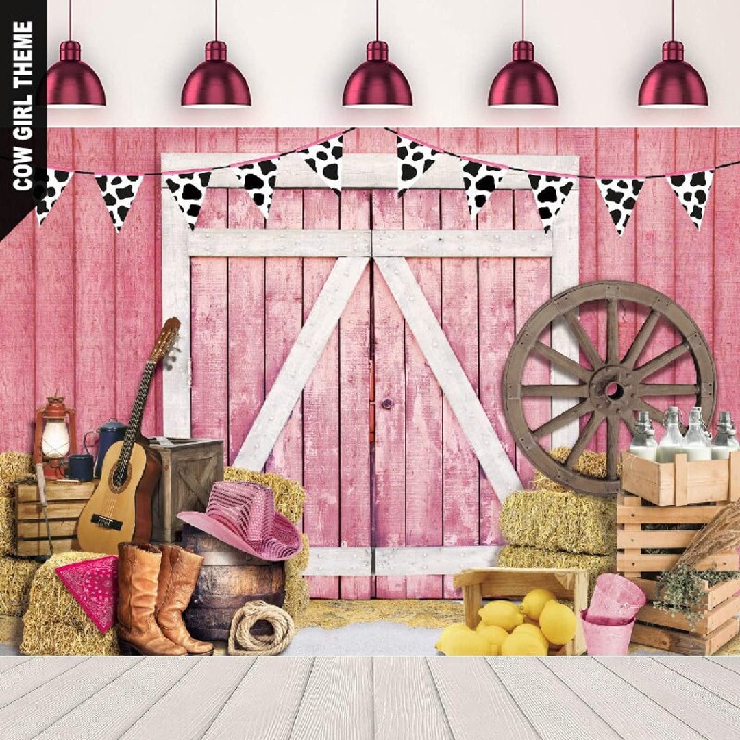 Western Pink Cowgirl Backdrop Banner Farm Story Theme Girls Birthday ...