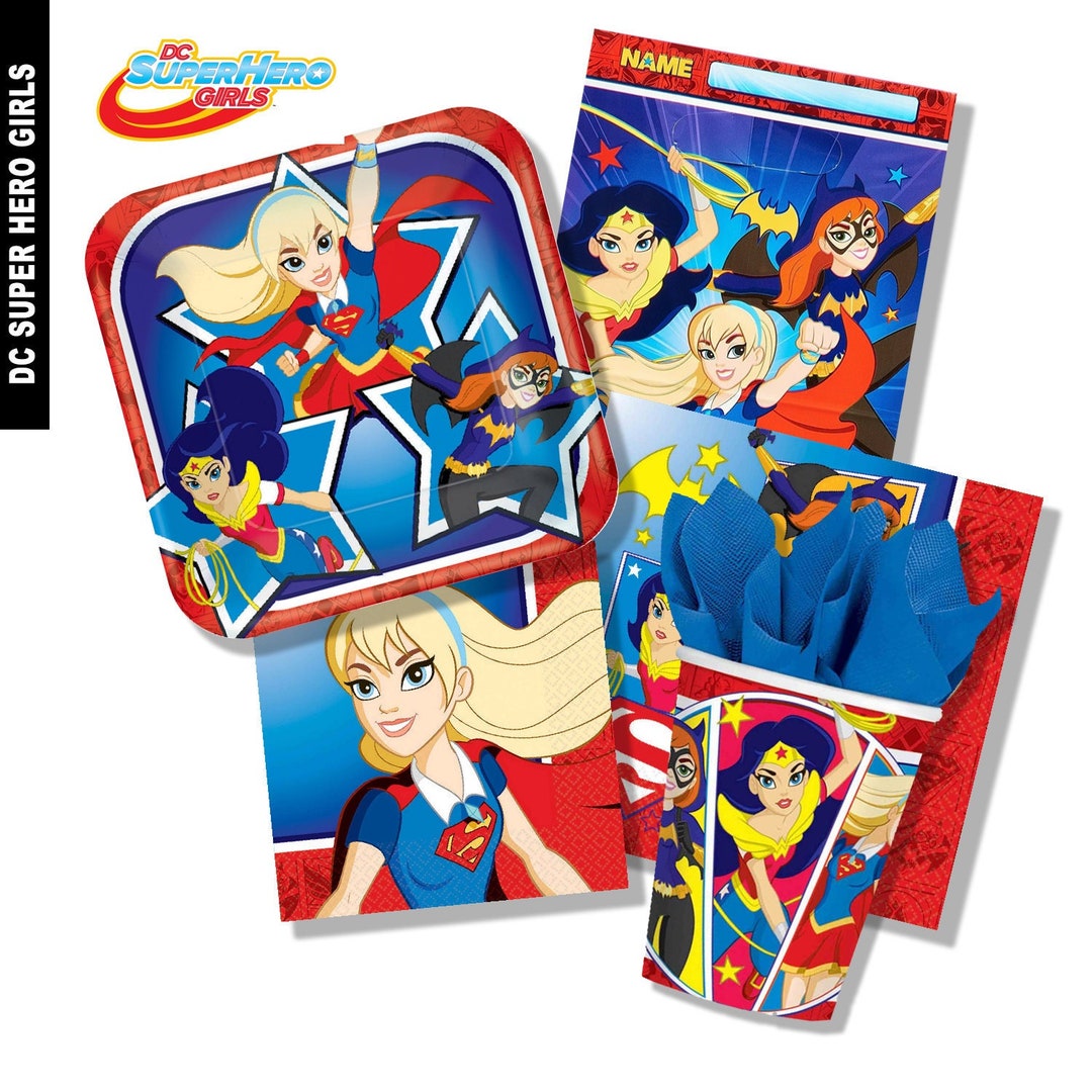 DC Super Hero Girls Party Supplies Plates Cups Napkins Loot Bags for ...
