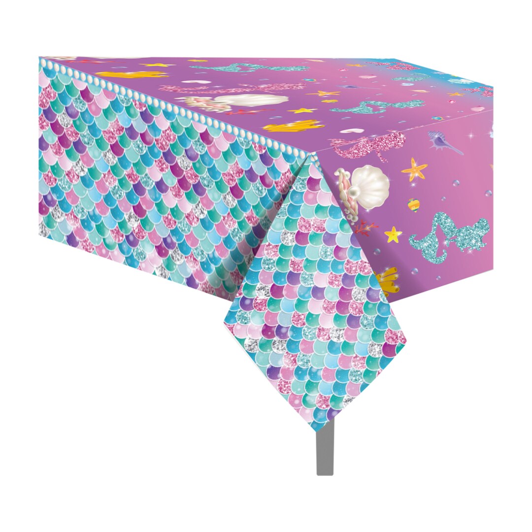 Mermaid Table Cover | Under the Sea Disposable Tablecloth for Girls ...