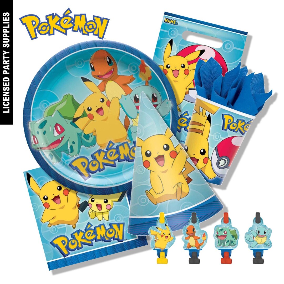 Pokemon Pikachu Tableware Party Supplies Tablecloth Plates Cups Napkins ...