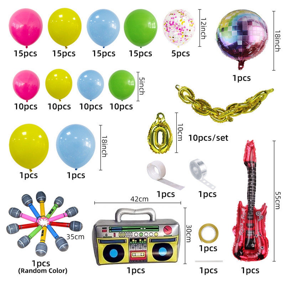 124pcs Back to 80s 90s Balloon Garland Arch Kit Disco Guitar - Etsy