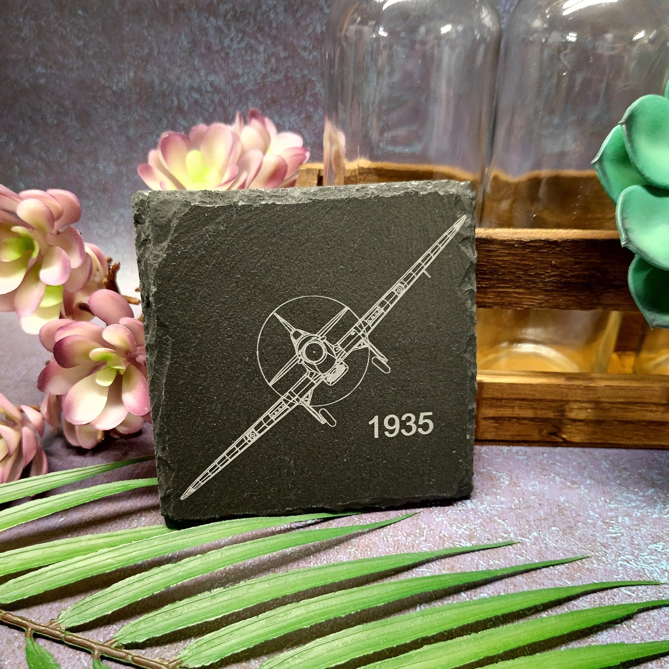 Airplane Slate Coasters, Set of 4, Gift Set, Planes Coasters, Slate ...