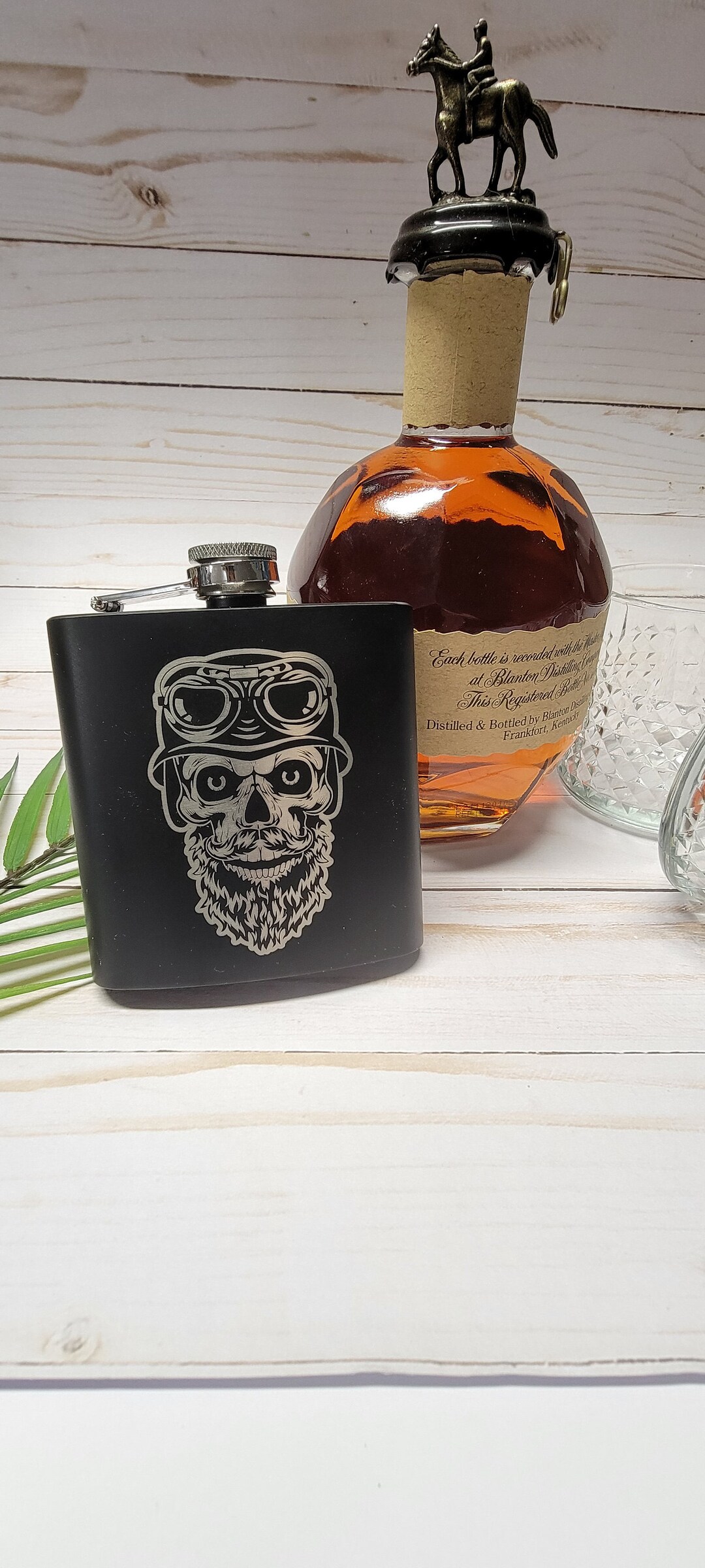 Biker Skull Flask, Personalized Flask, Motorcycle Themed Flask ...