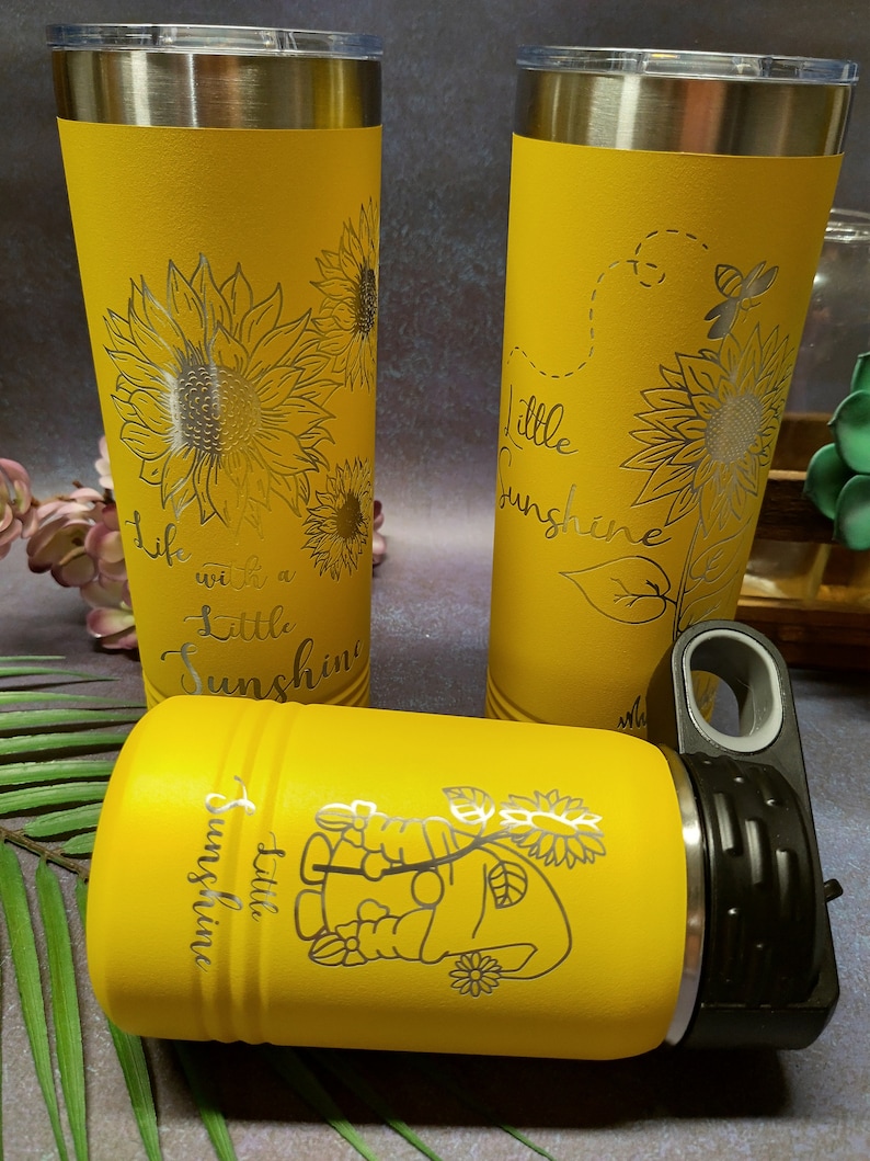 Personalized Engraved Tumbler Sunflower Custom Tumbler Gift - Etsy
