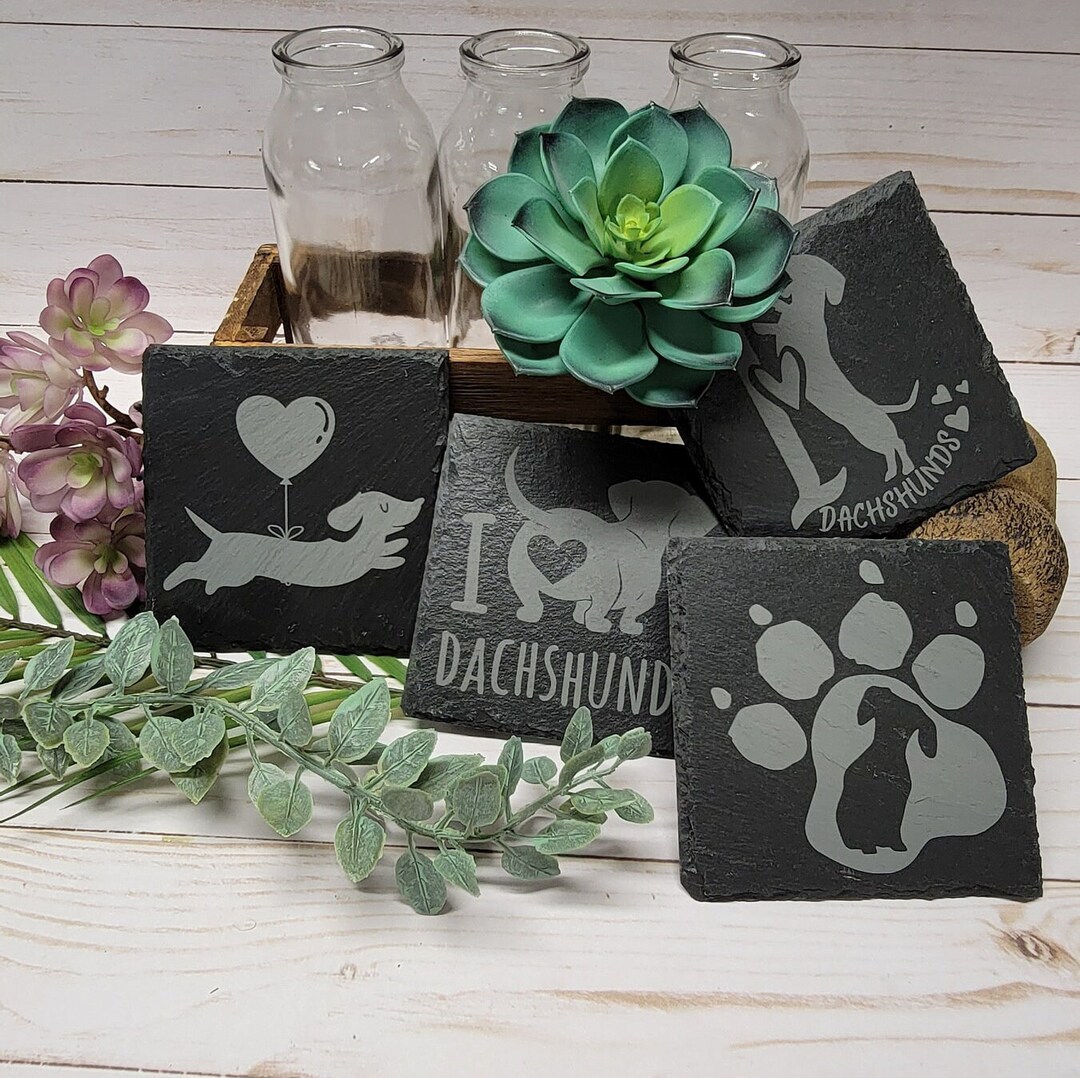 Dachshunds Slate Coasters, Set O of 4, Gift Set, Dog Coasters, Slate ...