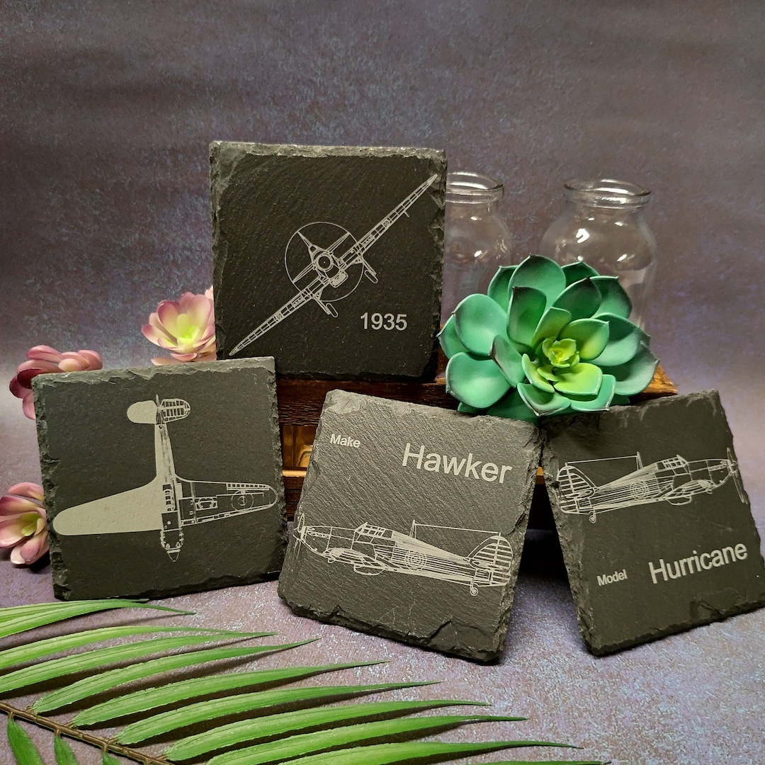 Airplane Slate Coasters, Set of 4, Gift Set, Planes Coasters, Slate ...