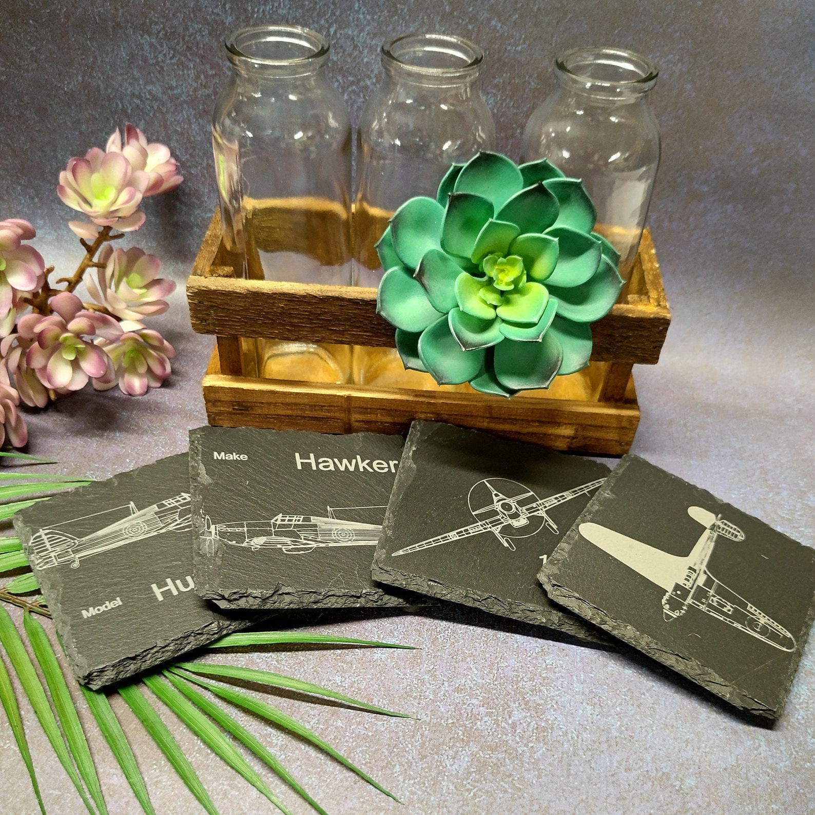 Airplane Slate Coasters, Set of 4, Gift Set, Planes Coasters, Slate ...