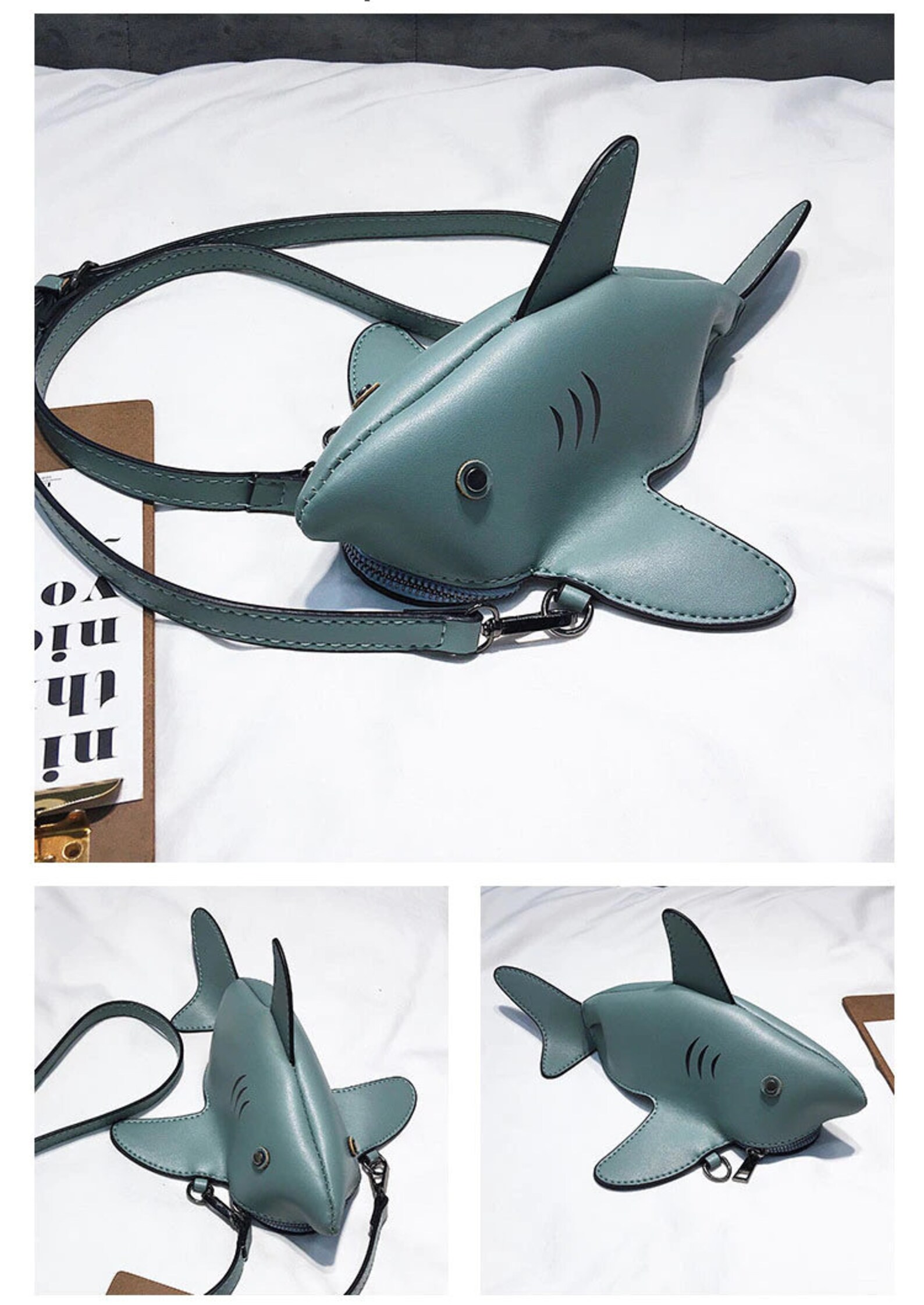 Supper Cute Cool Kawaii Funny Baby Shark Shoulder Leather Bag - Etsy