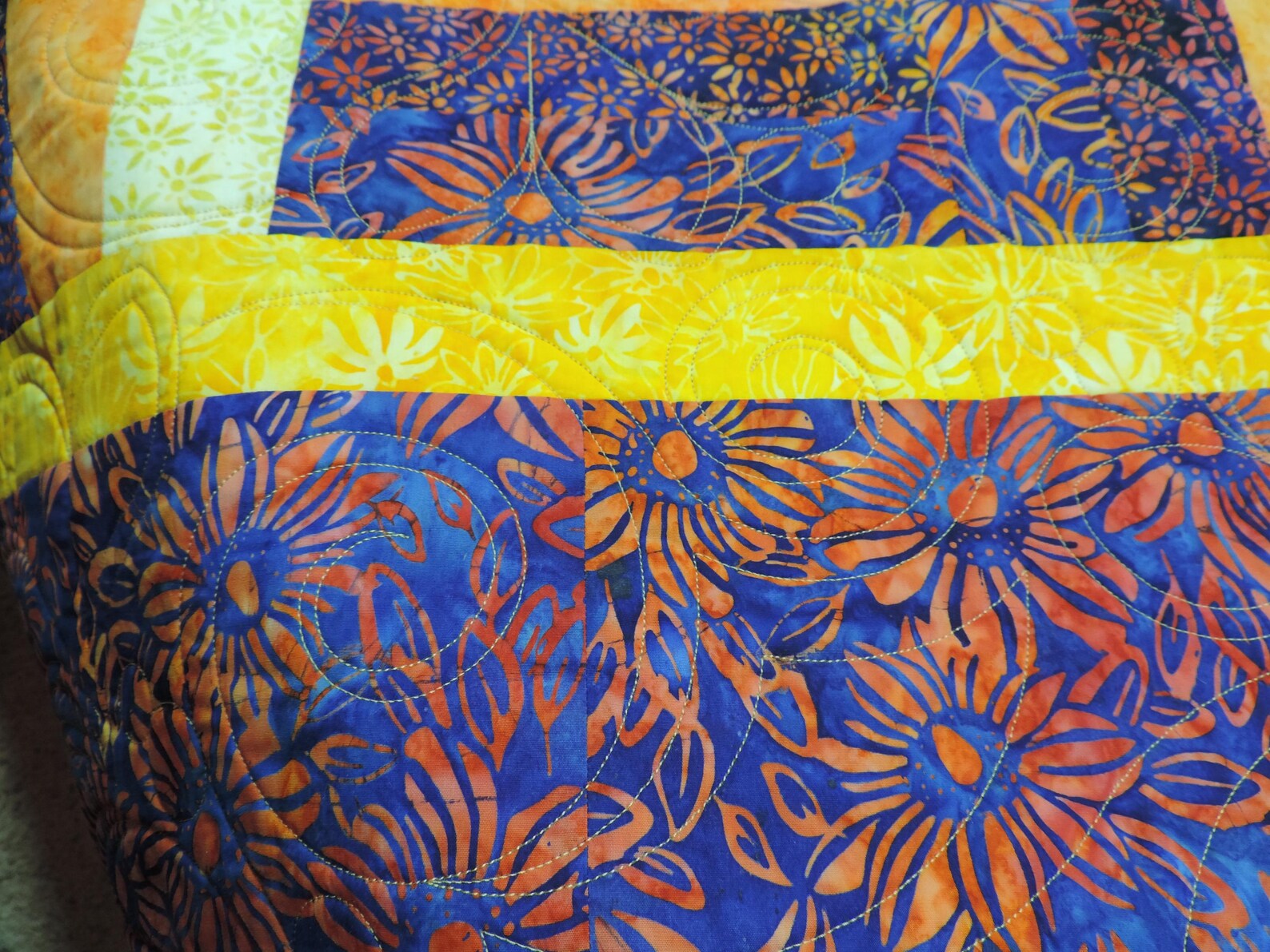 Batik Rail Fence Quilt in Bright Summer Zest Fabric by Hoffman - Etsy