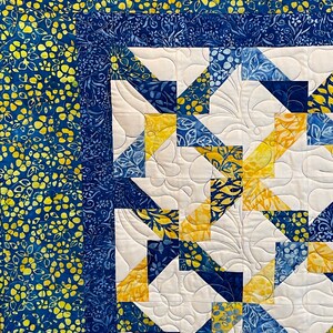 Blue and Yellow Batik Quilt - Jagged Xs - Etsy
