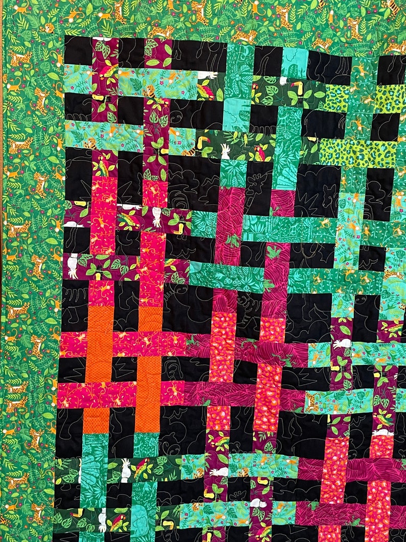 Jungle Paradise Basket Weave Quilt // Minky Backing - Etsy