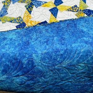 Blue and Yellow Batik Quilt - Jagged Xs - Etsy