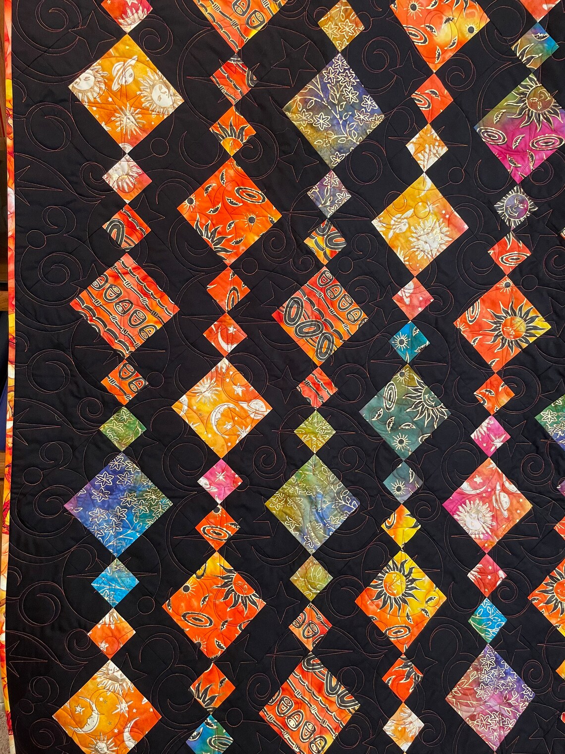 Celestial Batik Beads // Chandelier Quilt Black - Etsy
