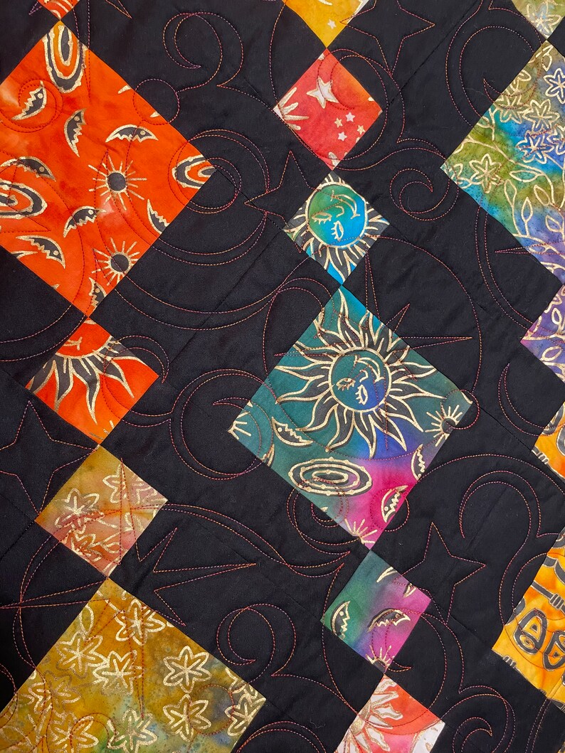 Celestial Batik Beads // Chandelier Quilt Black - Etsy