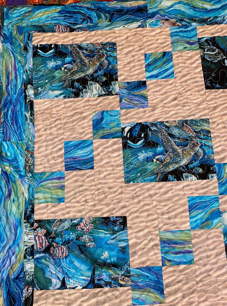 Ocean Sea Life Lap Quilt: Turtles, Whales, Dolphins, Fish - Etsy
