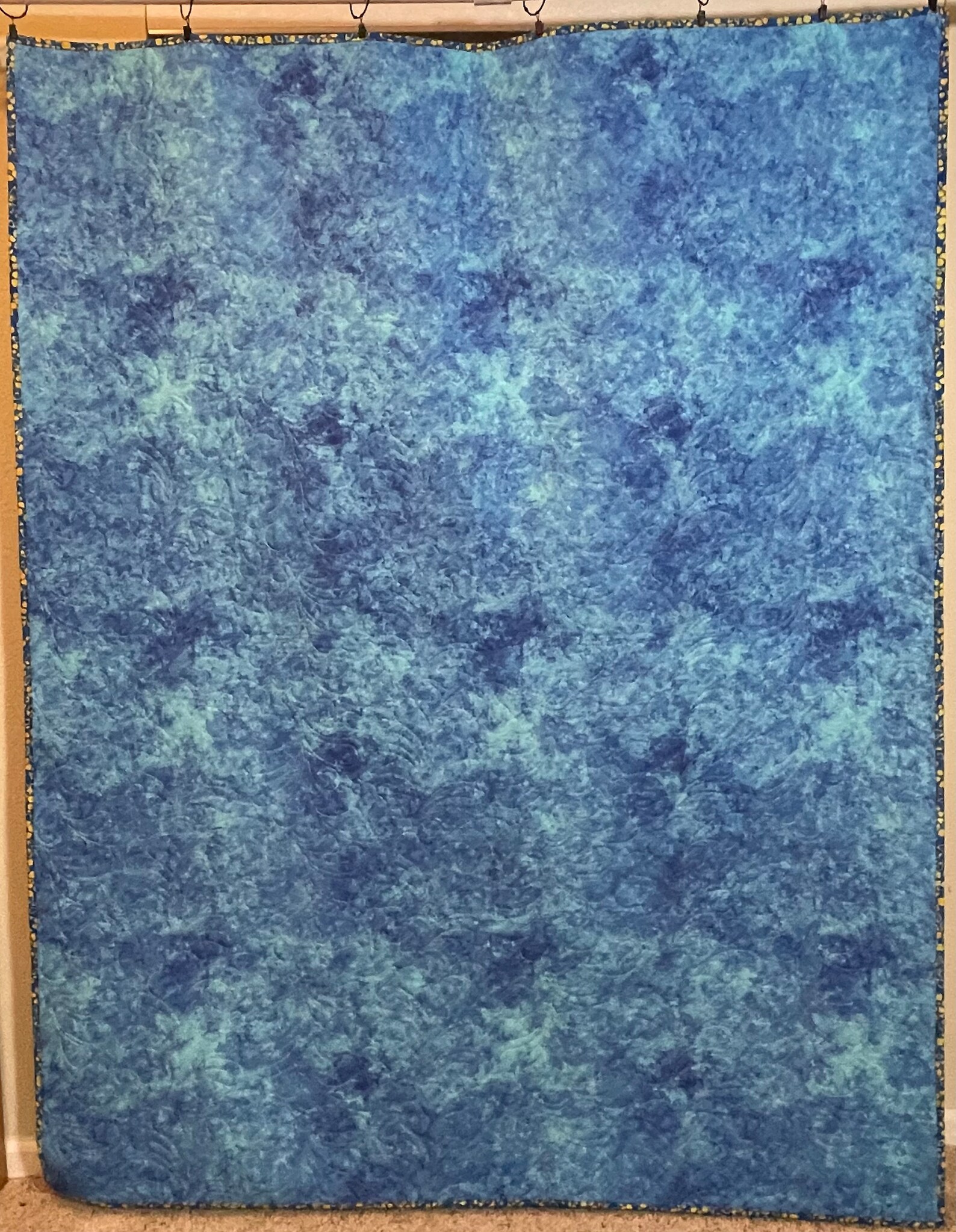 Blue and Yellow Batik Quilt - Jagged Xs - Etsy
