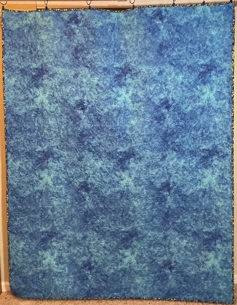 Blue and Yellow Batik Quilt - Jagged Xs - Etsy