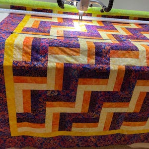 Batik Rail Fence Quilt in Bright Summer Zest Fabric by Hoffman - Etsy