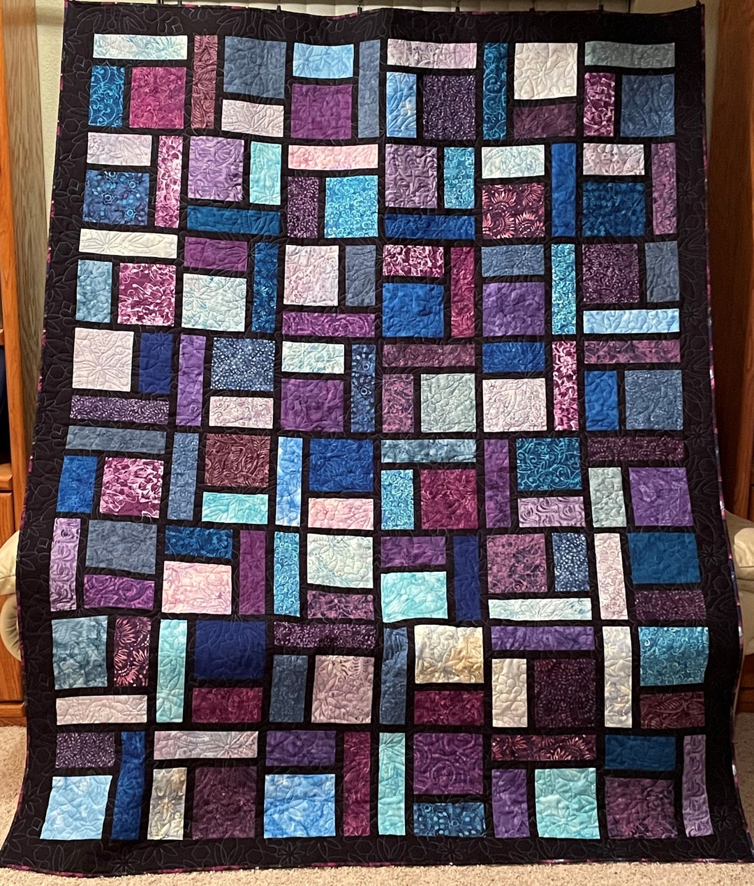 Three Step Quilt Blue & Purple Batik - Etsy