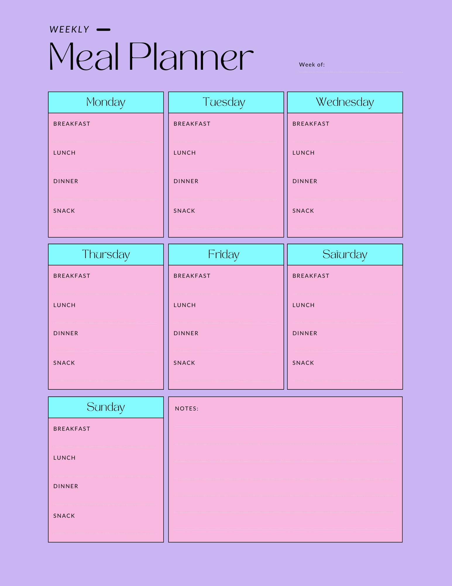 Printable Workout Log, Meal Planner, Fitness Log, Weightless Fun ...