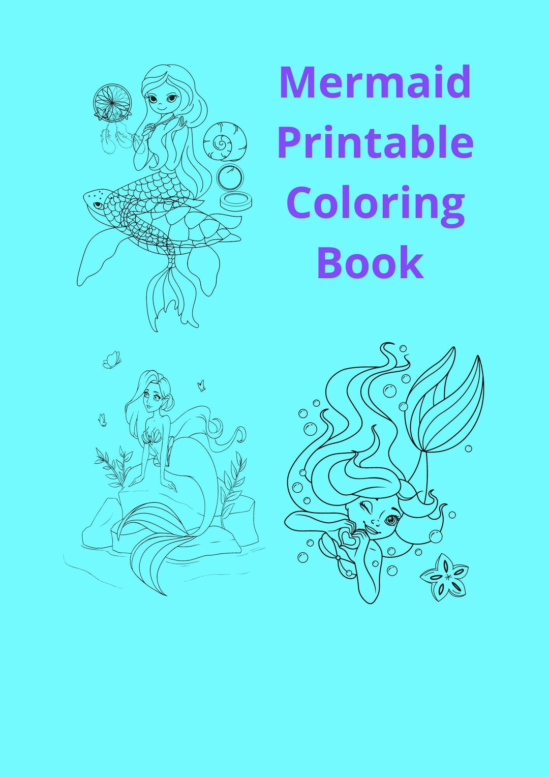 Mermaid Coloring Book, Mermaid Coloring Pages, 25+ Pages of Mermaid Fun ...