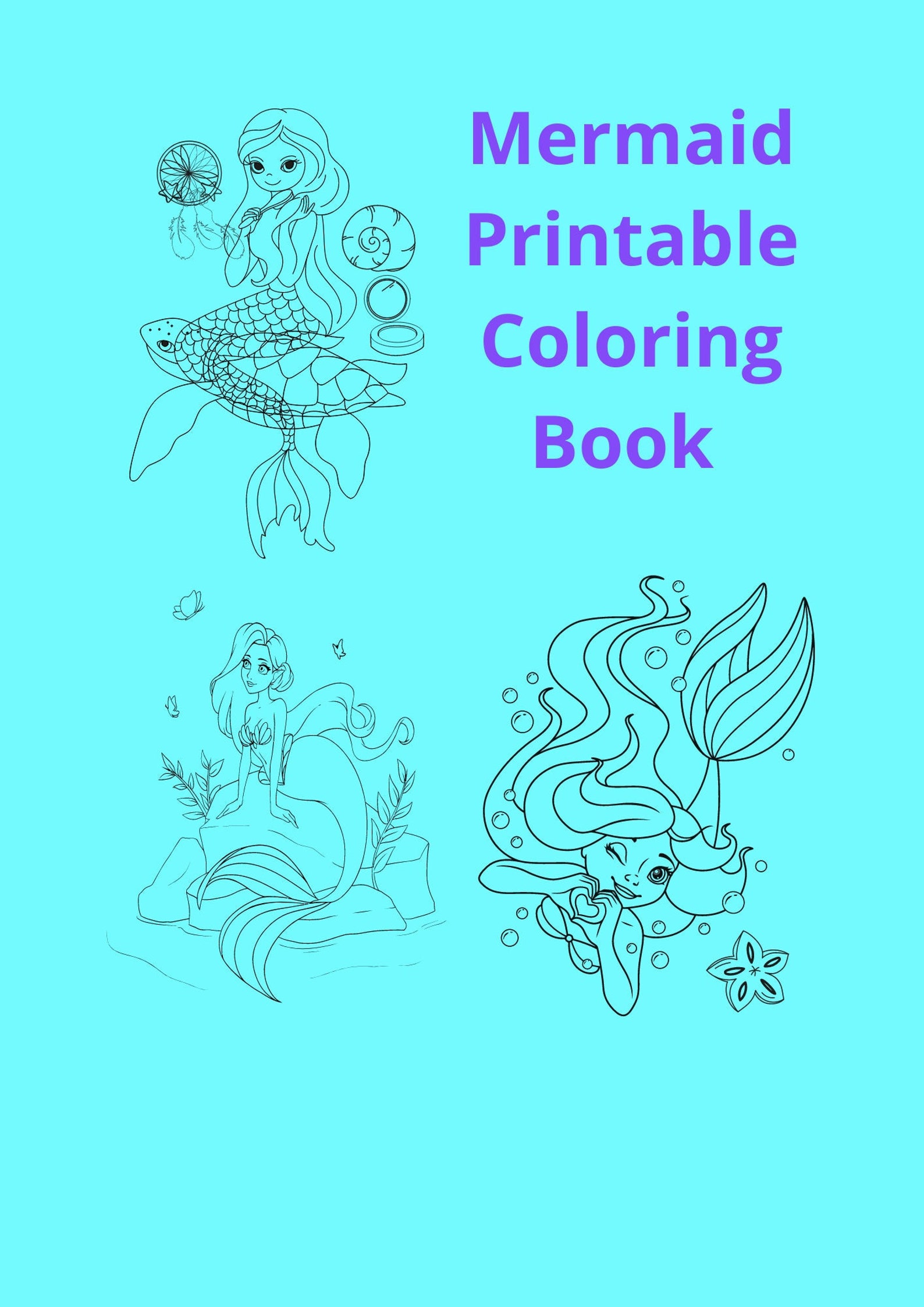 Mermaid Coloring Book, Mermaid Coloring Pages, 25 Pages of Mermaid Fun ...