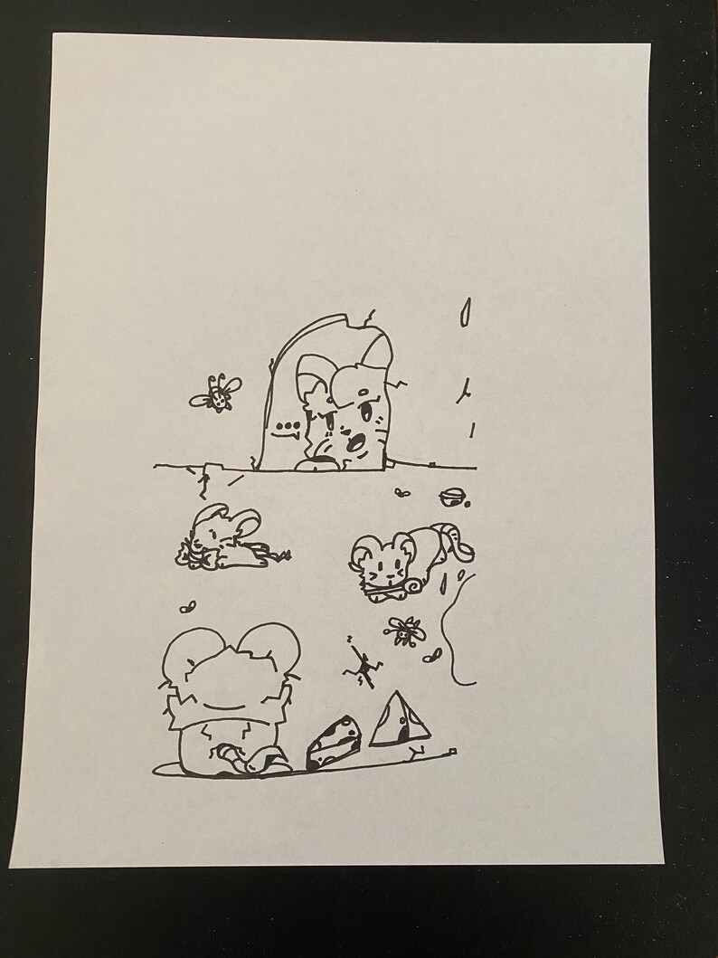 Hand Drawn Three Mice & the Cat Printable Coloring Page-printable ...