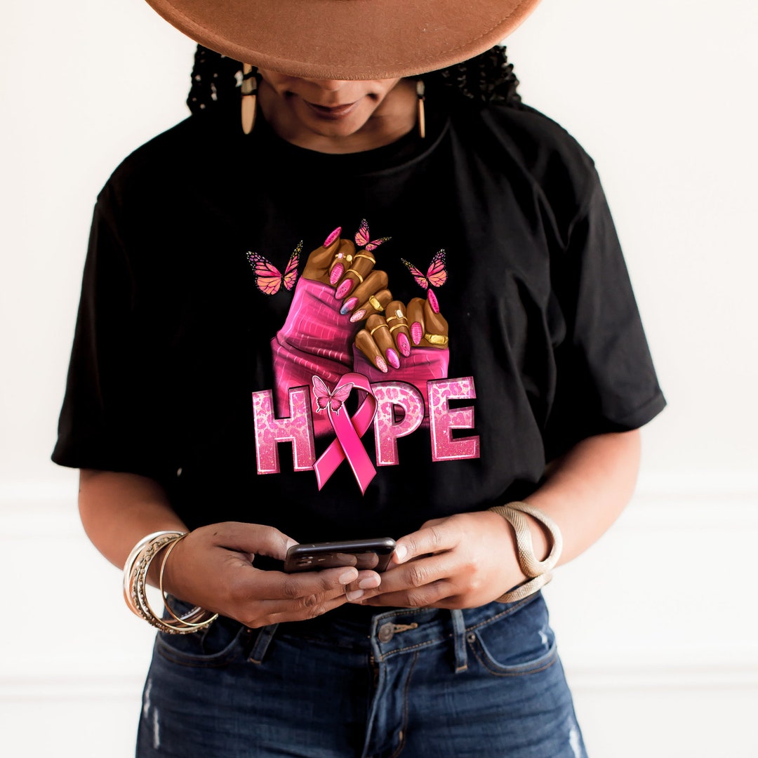 Camisa Hope Cancer, Uñas, Mariposa, Melanina, Cinta Rosa, Sobreviviente ...