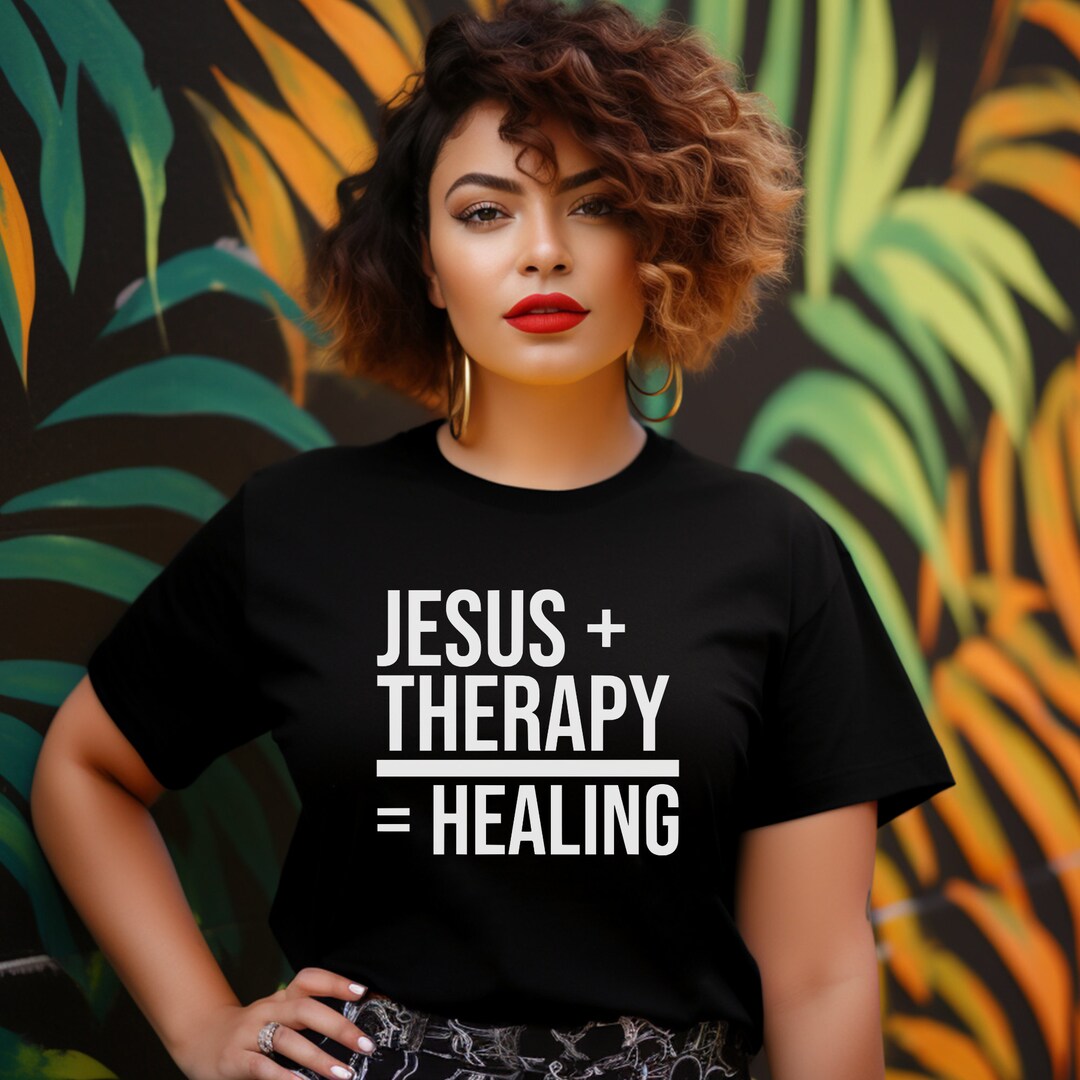 Jesus + Therapy = Healing T-shirt , Christian Shirt, Religious, Jesus ...
