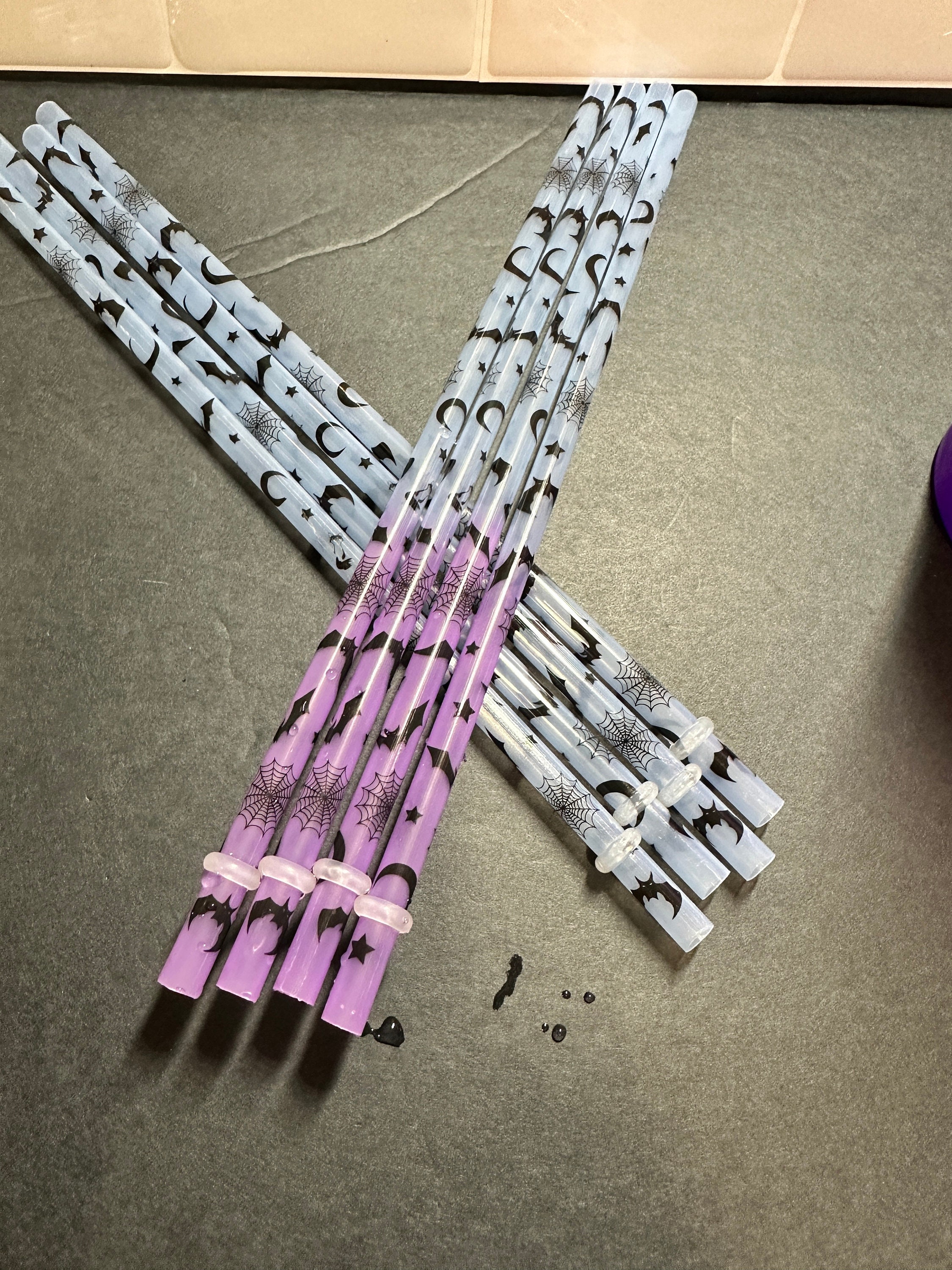 Horror Bats and Spiderwebs Color Changing Straws - Etsy